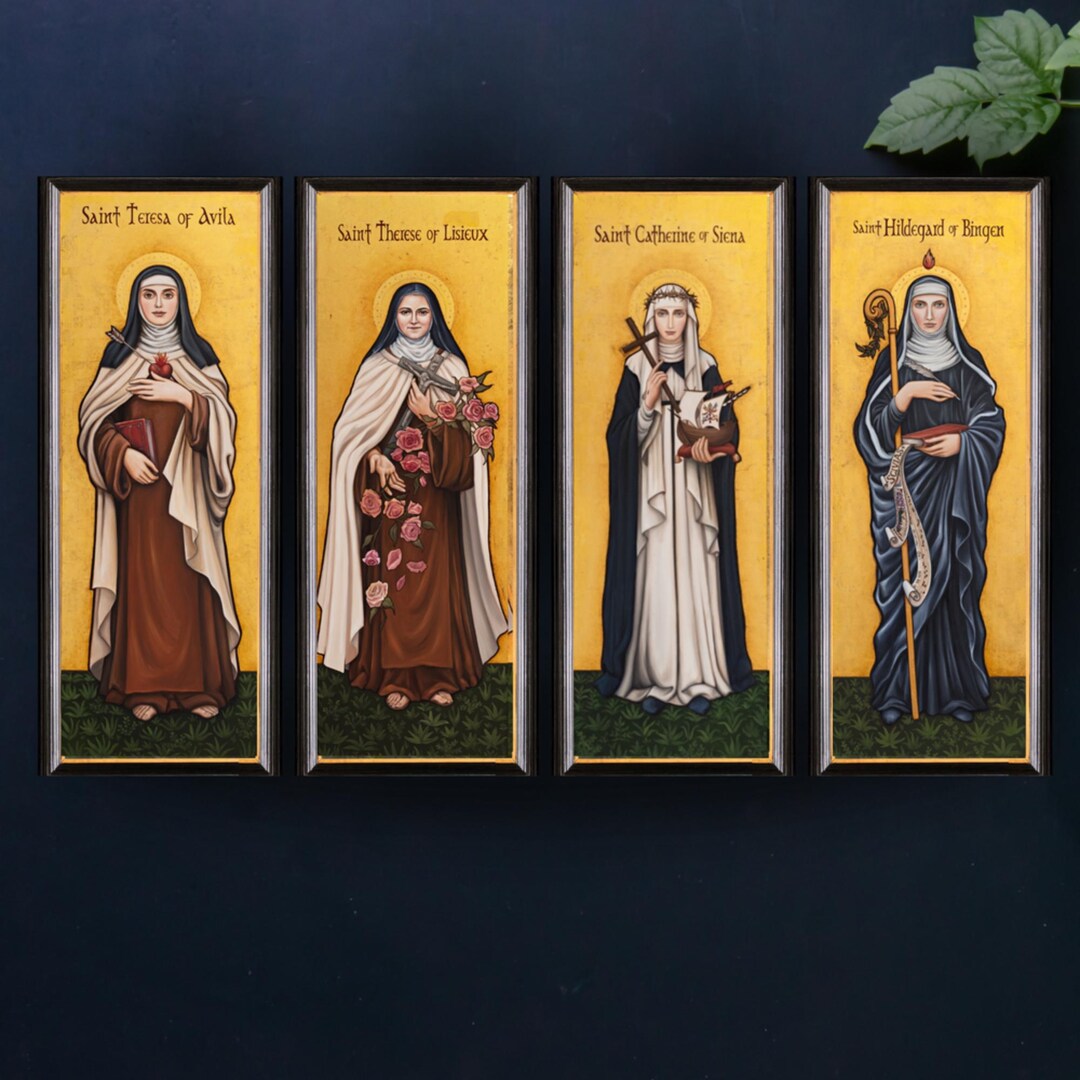Four Women Doctors Catholic Sacred Art Prints - St Teresa of Avila, St Hildegard of Bingen, St ...
