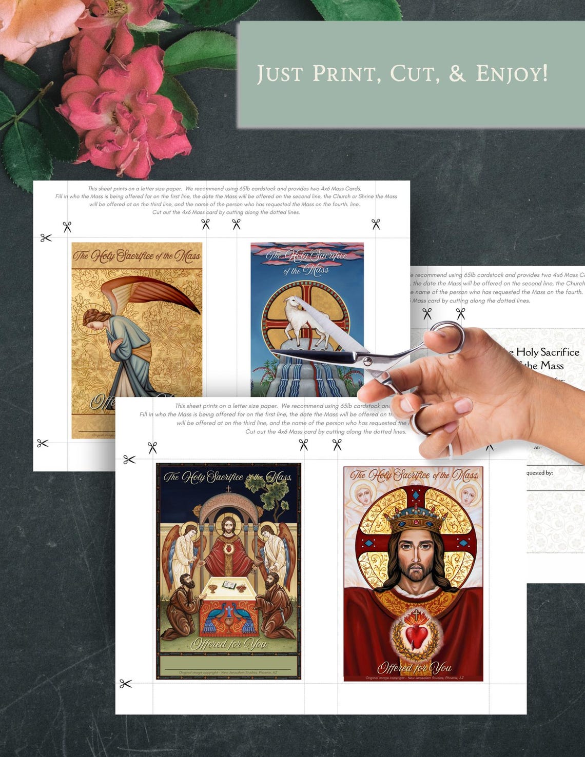Catholic Mass Offering Prayer Cards - Printable 2-sided Cards for ...