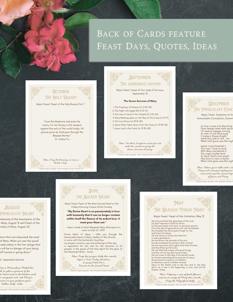 Catholic Devotional Prayer Cards - Printable 2-sided Monthly Liturgical ...