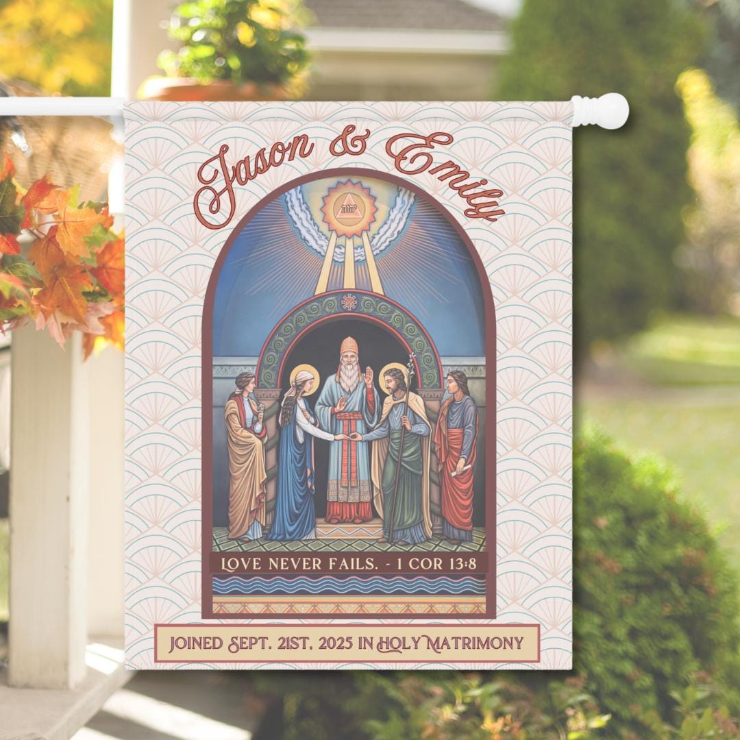 Catholic Wedding Personalized House Flag - Commemorative Flag With ...