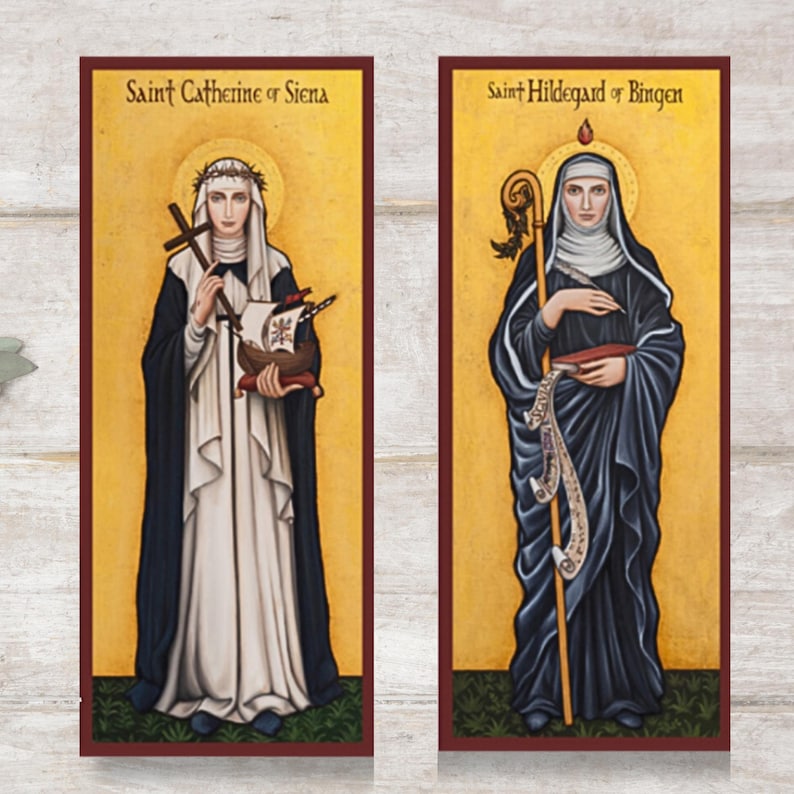 Catholic Mini Icons - Four Women Doctors - St Hildegard of Bingen - St Teresa of Avila - St ...