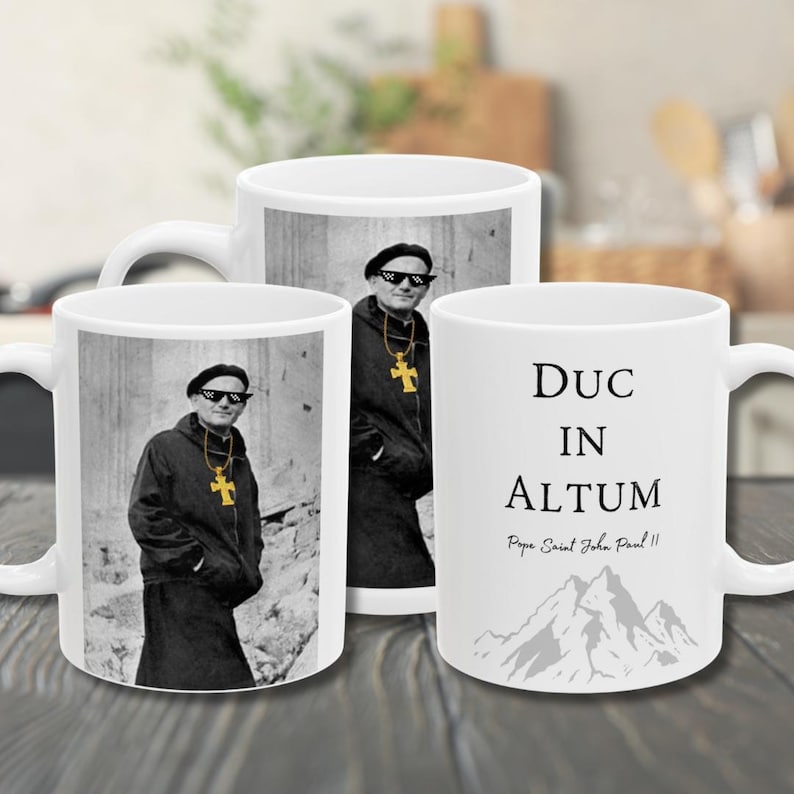 Pope St John Paul II Catholic Modern Art Coffee Mug - Duc in Altum ...