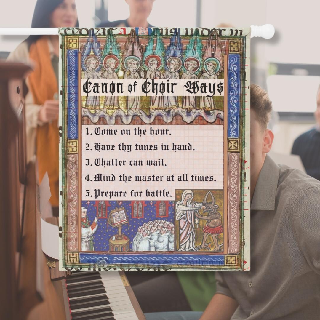 Choir Director Class Rules Sign Fabric Flag With Illuminated Manuscript ...
