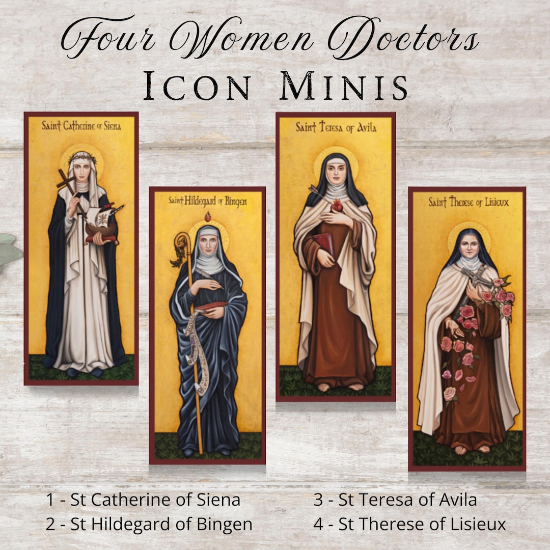 Catholic Mini Icons - Four Women Doctors - St Hildegard of Bingen - St Teresa of Avila - St ...