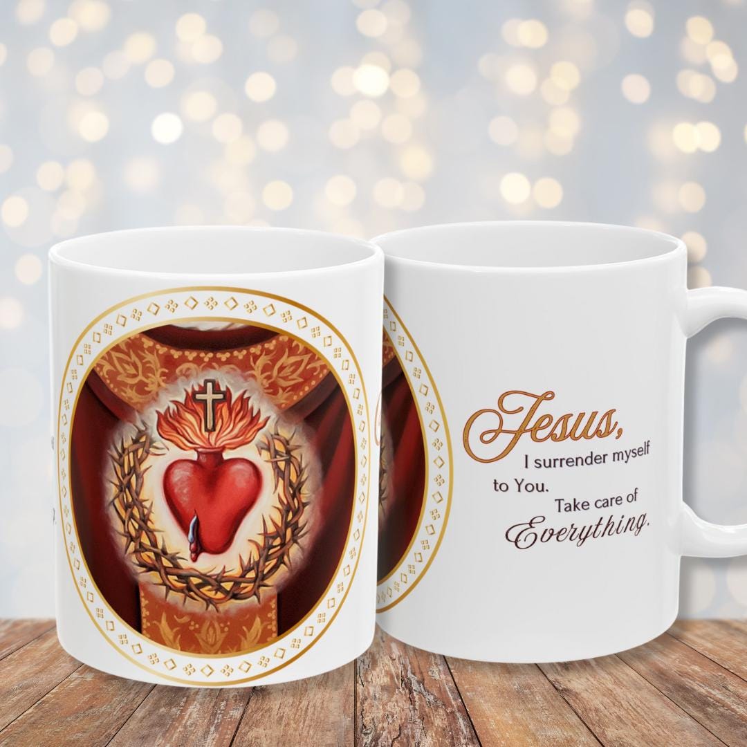 Taza de café con novena al Sagrado Corazón de Jesús con entrega - Taza ...