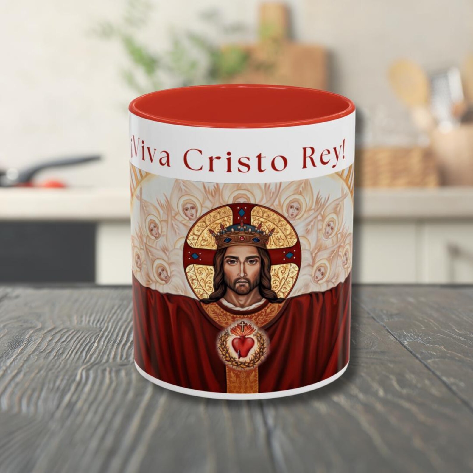 Sacred Heart of Jesus ¡viva Cristo Rey! - Catholic Coffee Cup or Mug ...