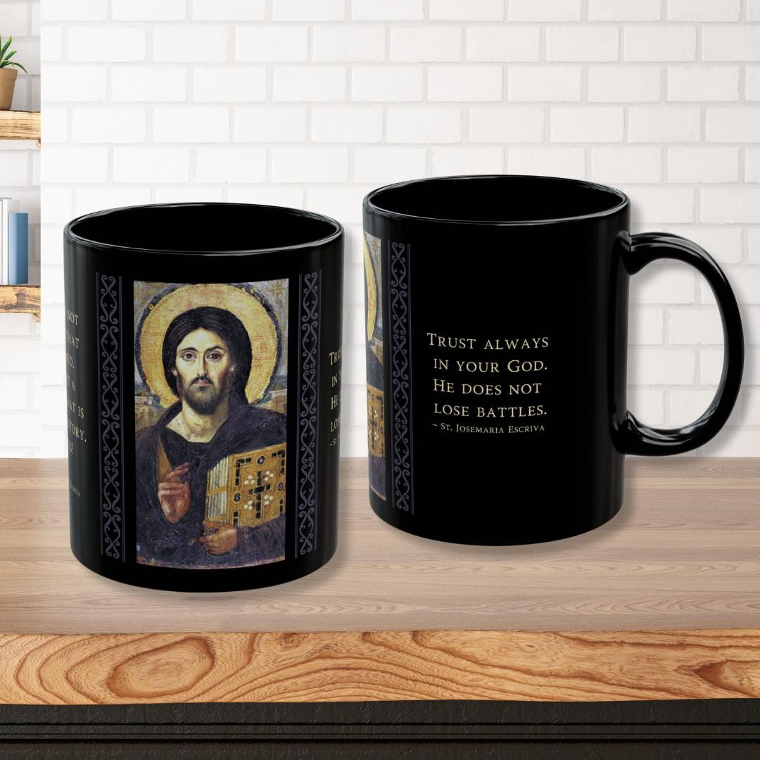 Catholic Coffee Mug With Christ Pantocrator + St Josemaria Escriva ...
