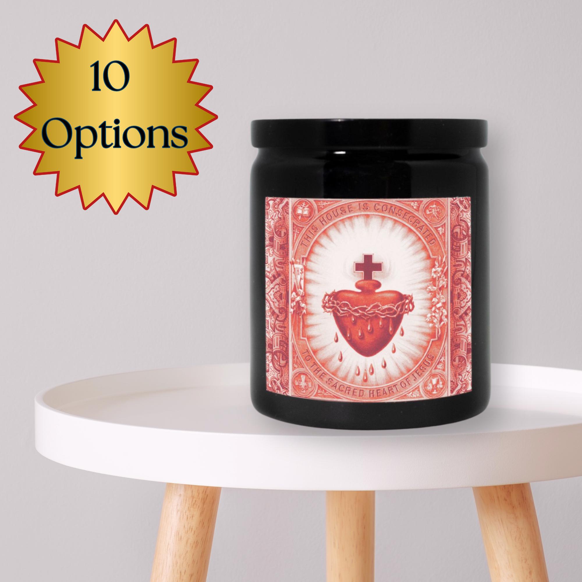 Catholic Sacred Heart of Jesus Candle - Hand-poured Soy Wax 8oz Ceramic ...