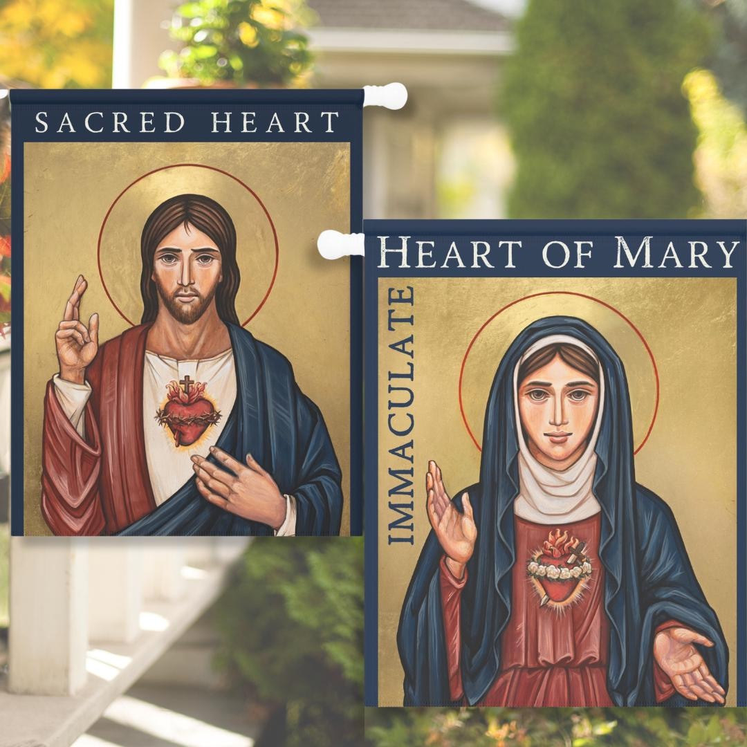 Sacred Heart + Immaculate Heart Flag Bundle - Sacred Heart of Jesus ...