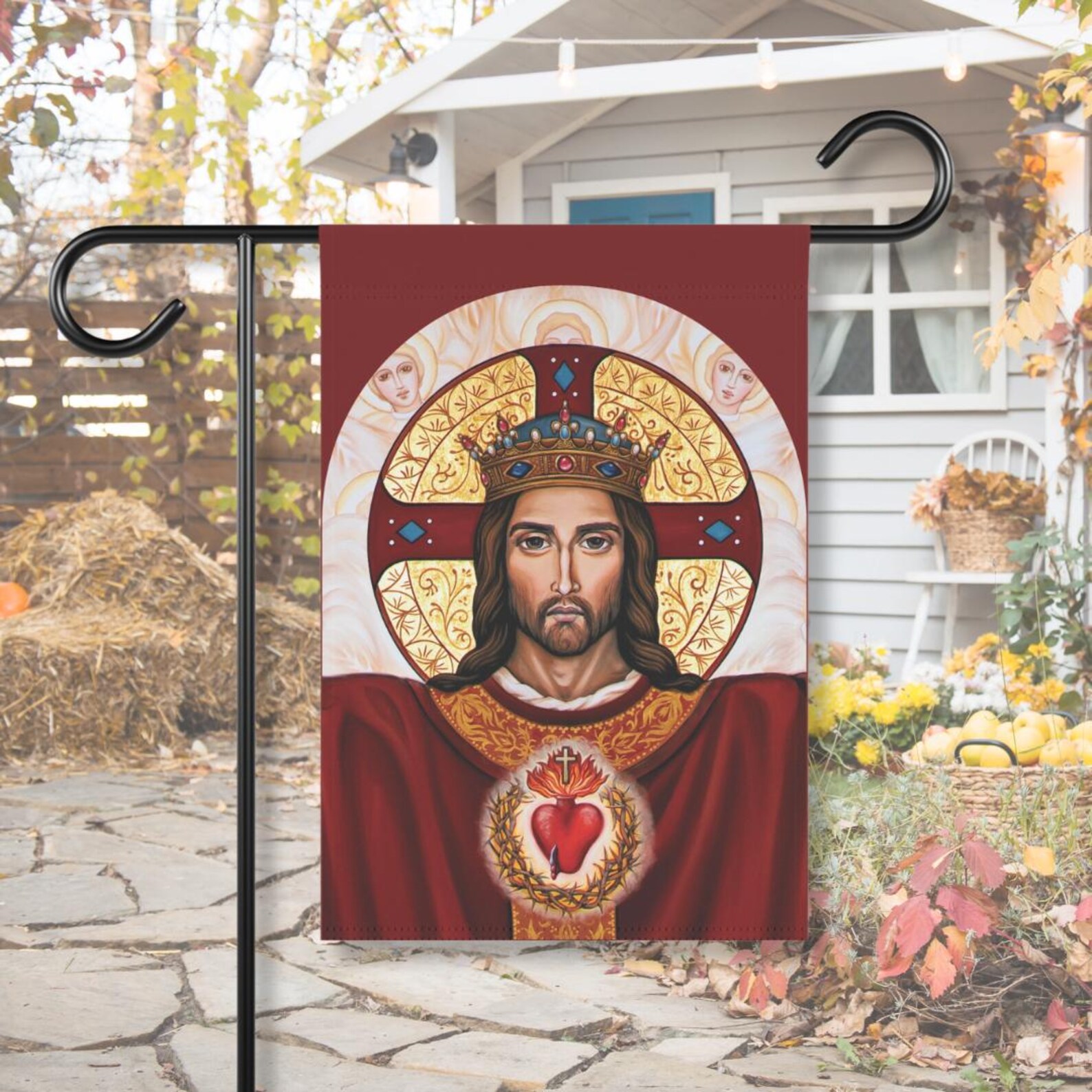 Sacred Heart of Jesus Catholic House Flag - Catholic Sacred Art Banner ...