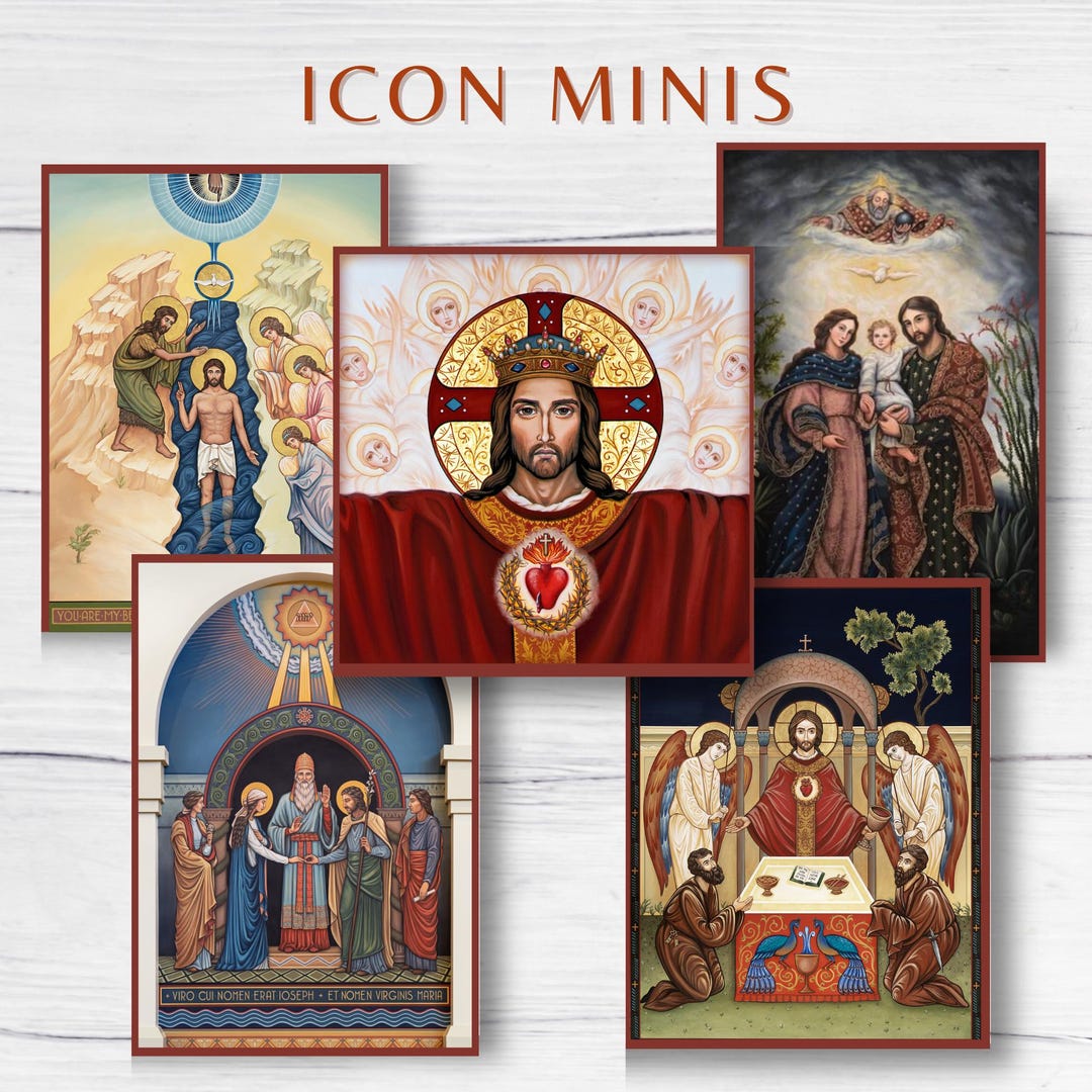 Mini Icons - Catholic Religious Icons - Holy Family Icon + Virgin Mary ...