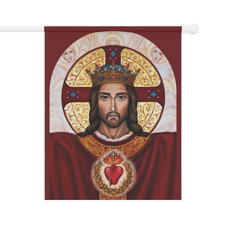 Sacred Heart of Jesus Catholic House Flag - Catholic Sacred Art Banner ...
