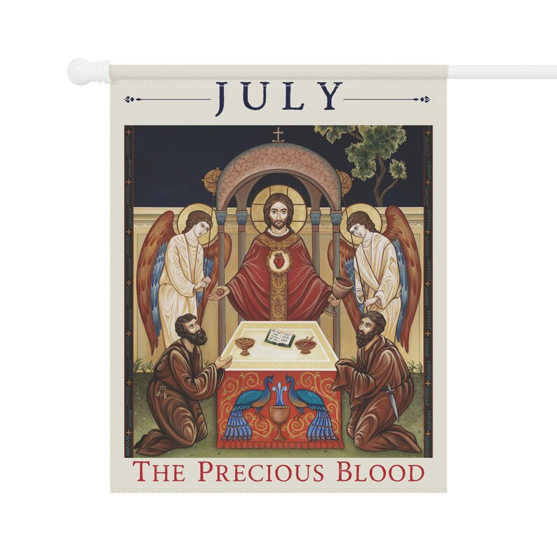 Precious Blood of Jesus Garden Flag - Catholic House Flag for July ...