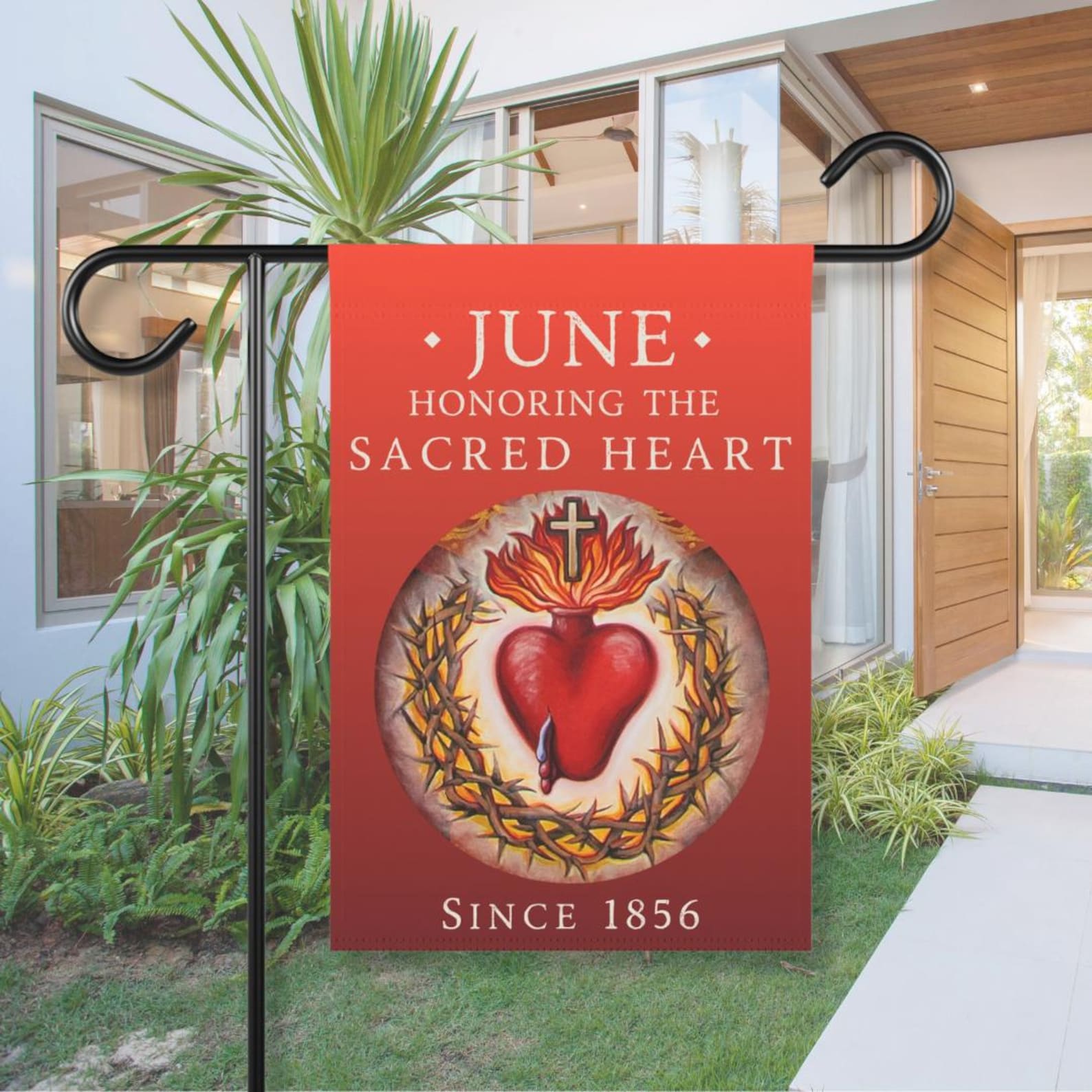 Sacred Heart of Jesus Garden Flag - Catholic House Flag for June ...