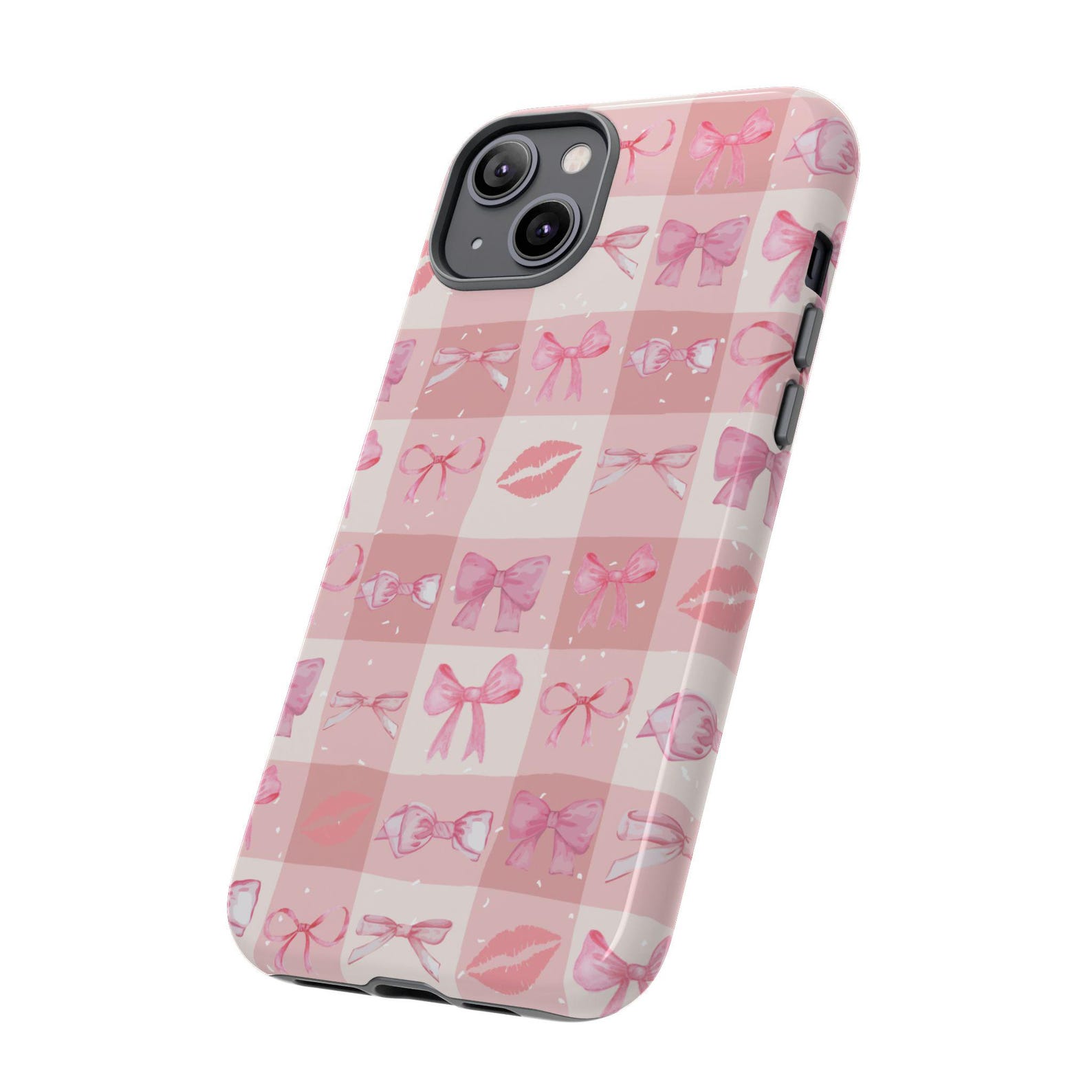 Phone Case, Coquette Pink Bow Gingham Phone Case - Chic, Girly ...