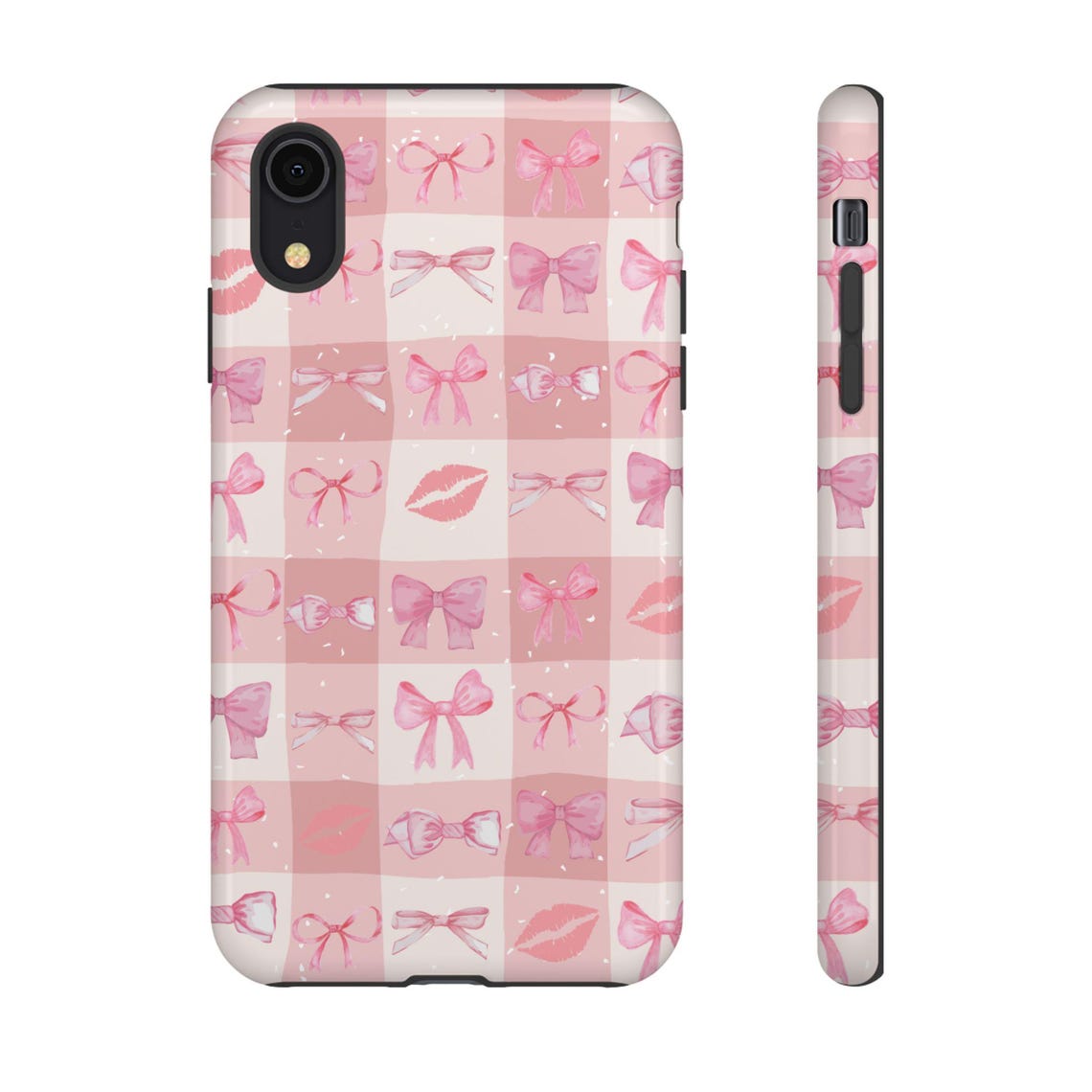 Phone Case, Coquette Pink Bow Gingham Phone Case - Chic, Girly ...