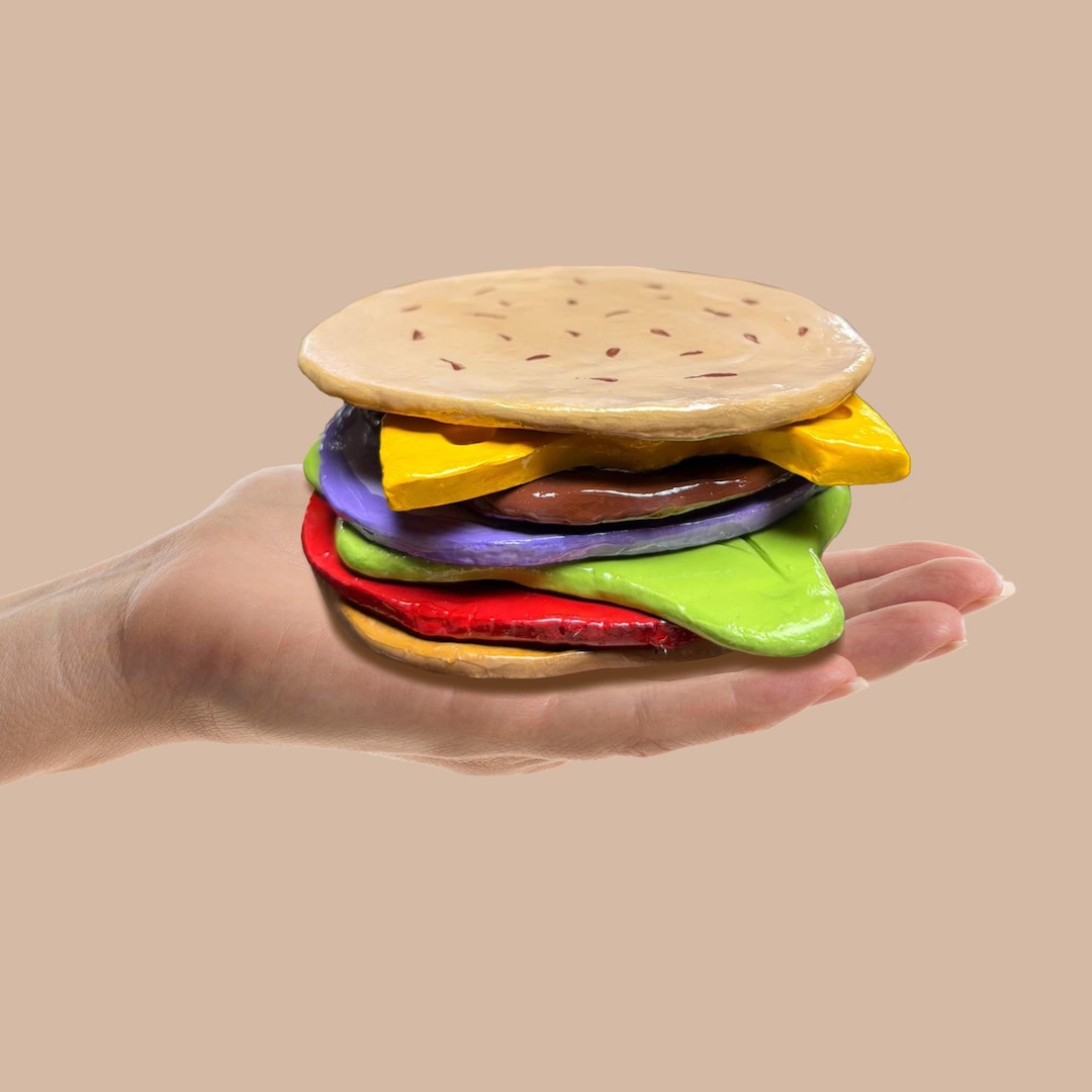 Stackable Burger Clay Coasters – Fun and Playful Handmade Coasters ...