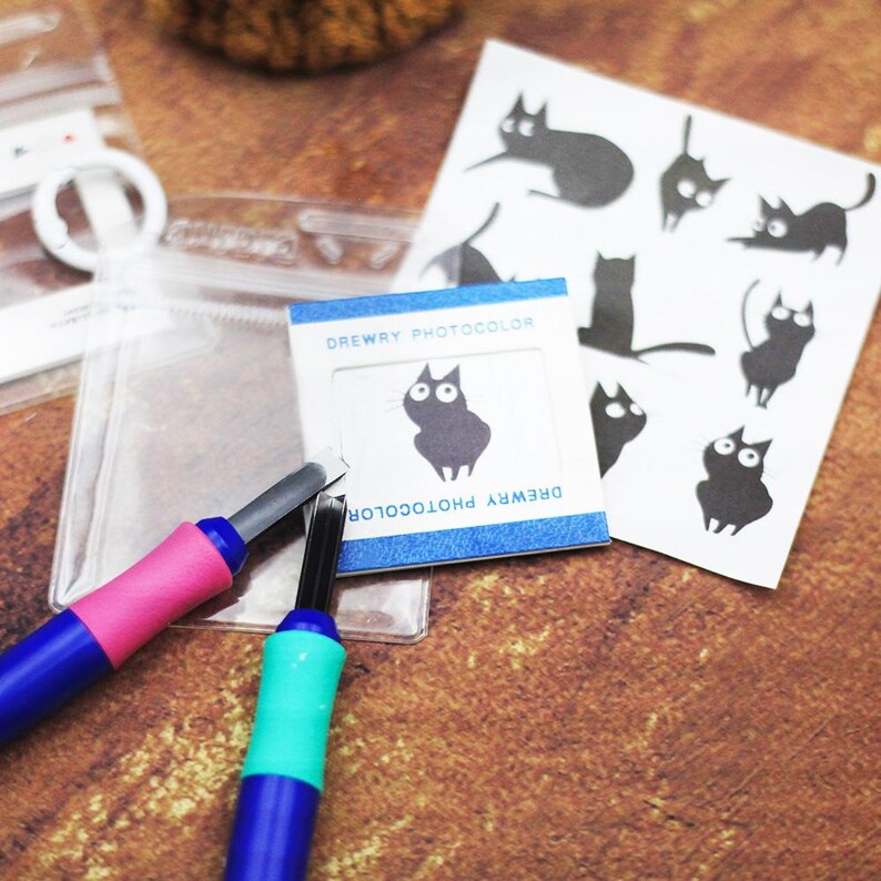 DIY Cat Keychain Printmaking Kit: Lino Cut Craft, 9 Designs - Etsy