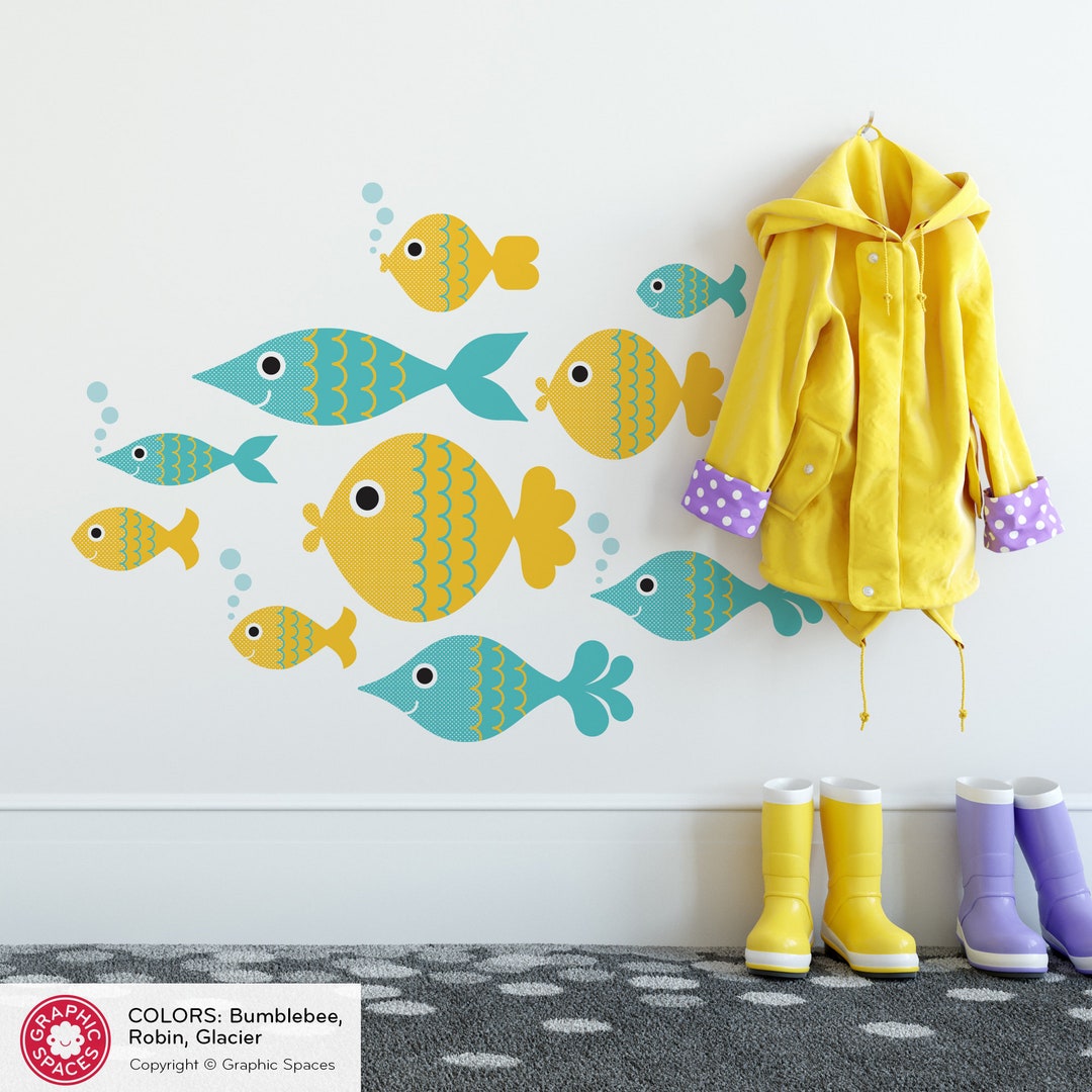 Ocean Big Fish Fabric Wall Decals, Tropical Fish Underwater Wall ...
