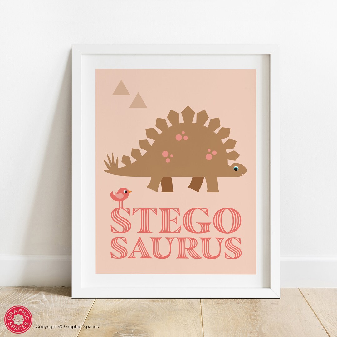 Dinosaur Nursery Art Print, Kids Stegosaurus Poster - Etsy België