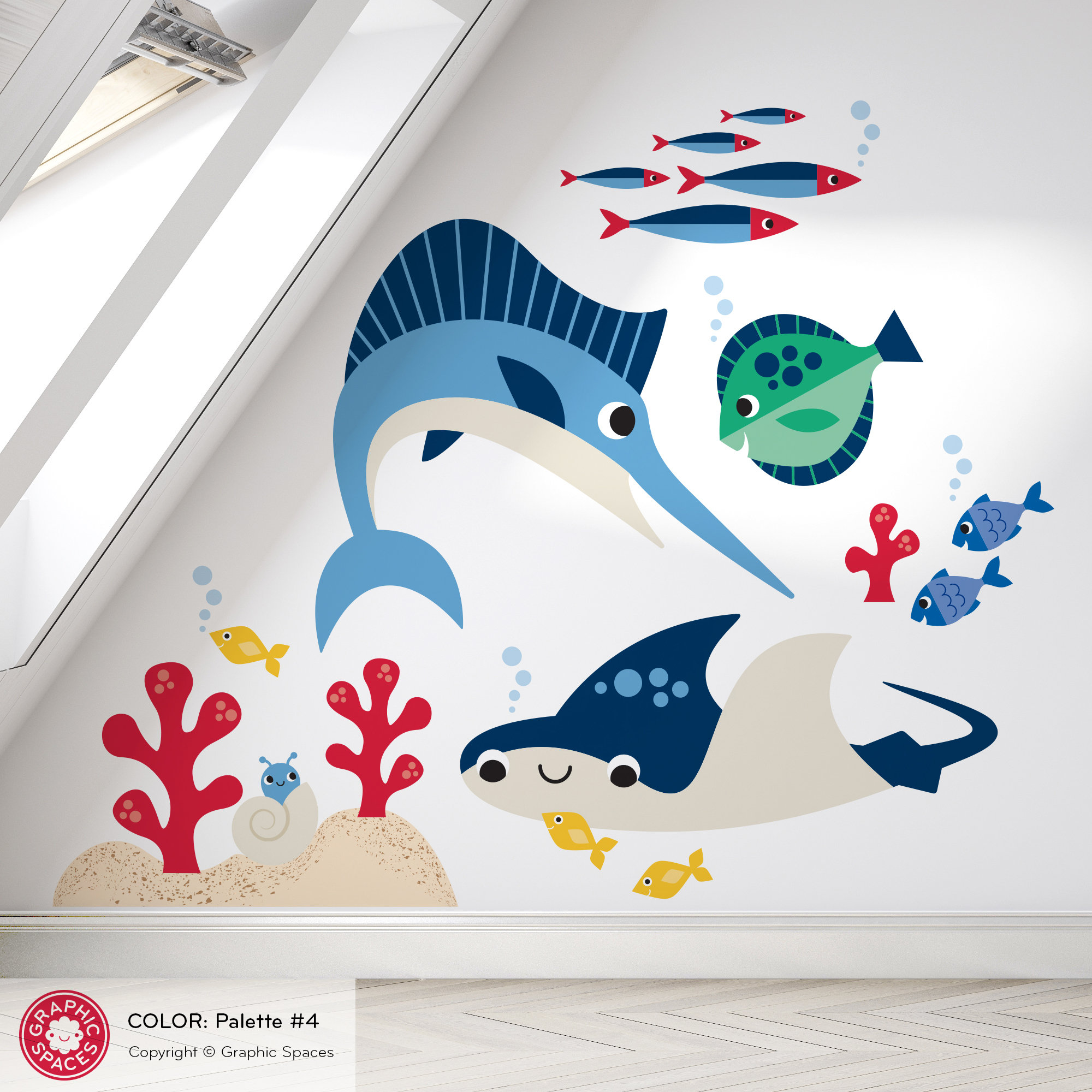 Sailfish, Stingray & Ocean Friends Fabric Wall Decals: Kids Under the ...