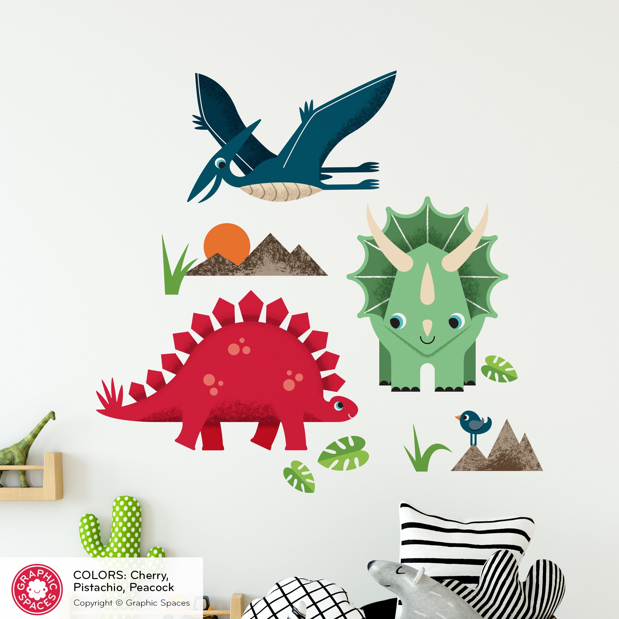 Dinosaur FABRIC Wall Decals 3-Pack Dino Wall Stickers | Etsy