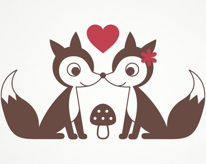 Woodland Fox Love Vinyl Wall Art Decal Wall Sticker - Etsy