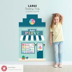 Paint Store Fabric Wall Decal, Personalized Kids Happy Town City ...