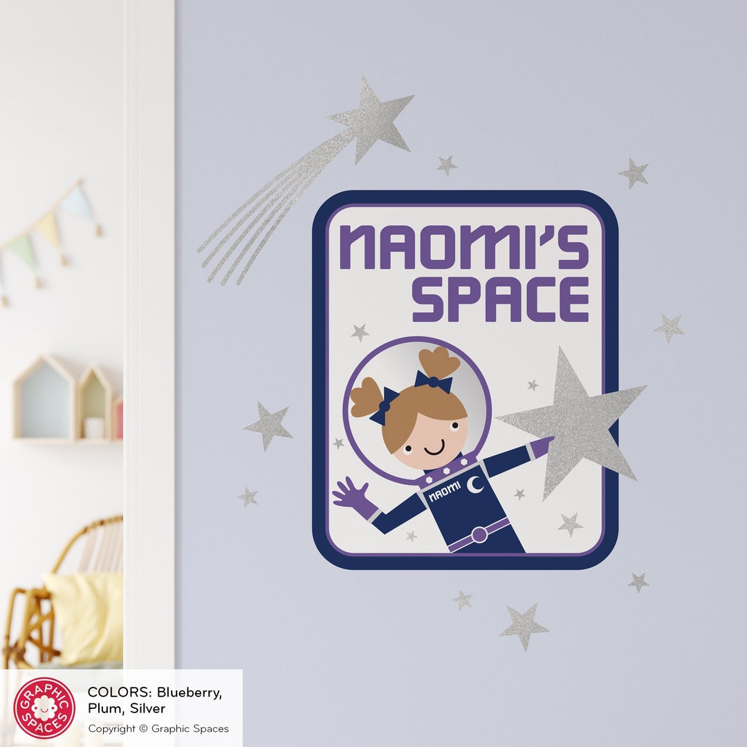 Space Girl Name Door Sign FABRIC Wall Decal Outer Space - Etsy