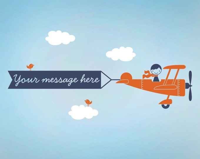 Airplane Vinyl Wall Art Decal Message Banner Boy - Etsy