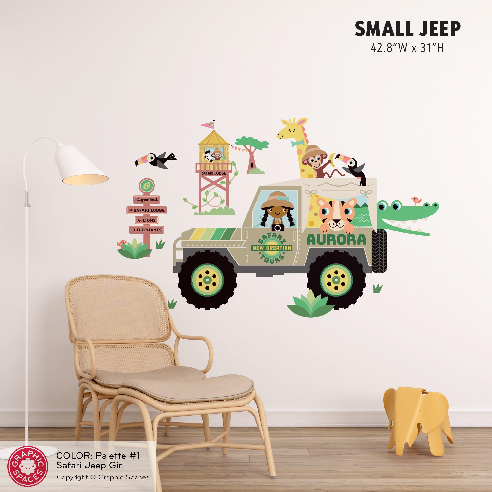 Jungle Safari Animal Jeep GIRL Fabric Wall Decals - Personalized Baby ...