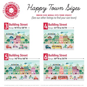 Happy Town - Wallpaper Mural - 3 Building Village Street (personalized ...