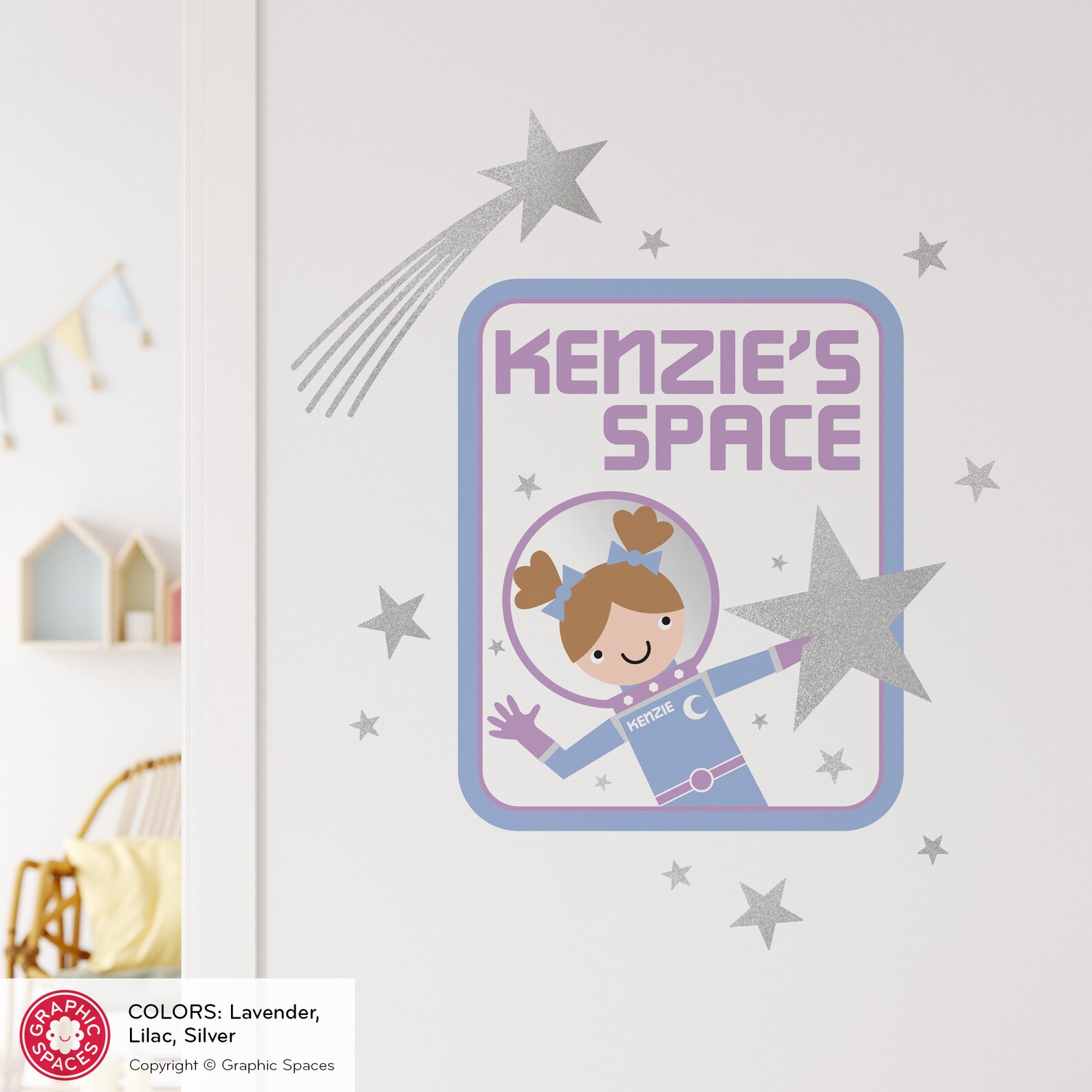 Space Girl Name Door Sign FABRIC Wall Decal Outer Space - Etsy