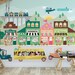 Happy Town WALLPAPER Mural 4 Building Shops Village City - Etsy