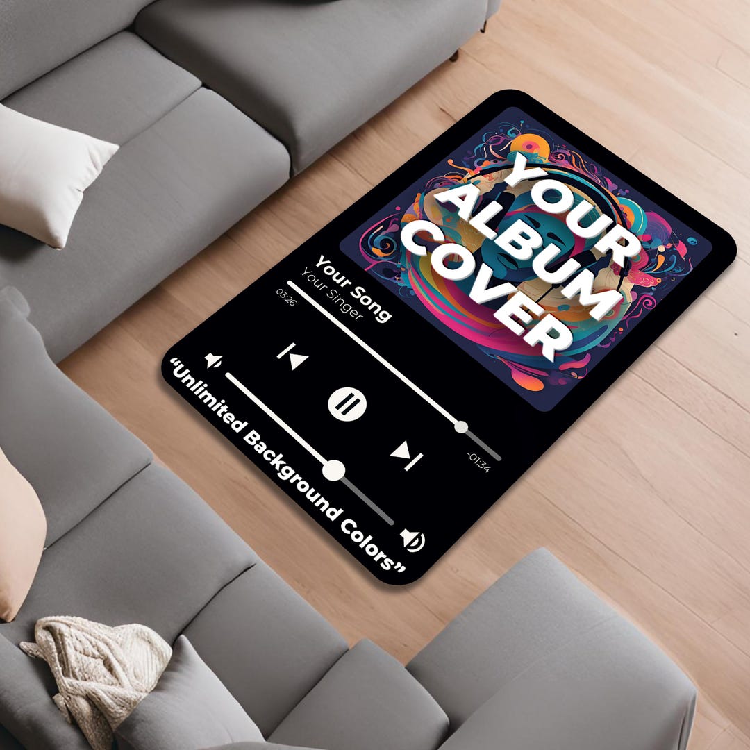 Personalized Playlist Rug - Custom Digital Print Non-slip Washable Rug ...