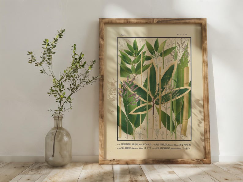 Vintage Japanese Bamboo Poster Japanese Bamboo Illustration Traditional ...