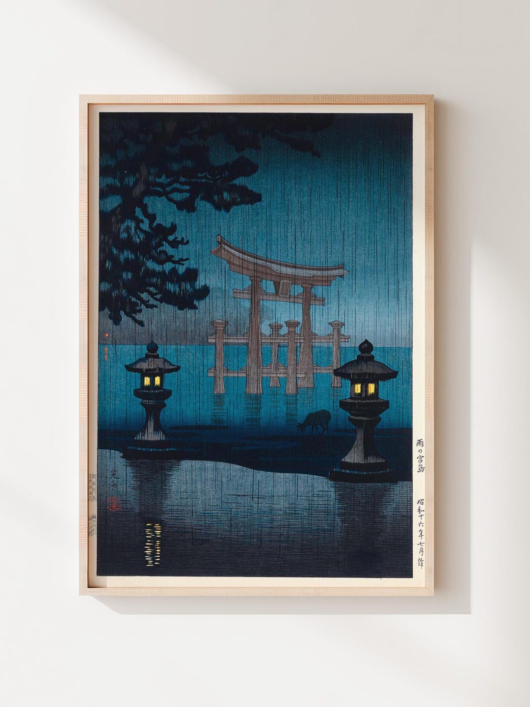 Vintage Shrine Torii Gate Print, Japanese Woodblock Art Ukiyo-e Print ...