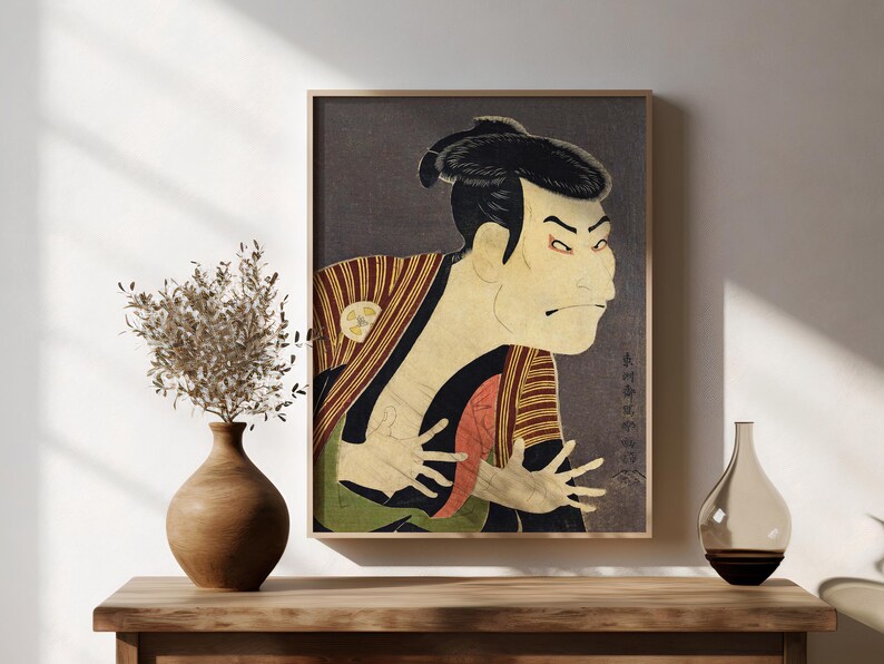 Vintage Kabuki Actor Print, Ukiyo-e Print Japanese Wall Art Framed ...
