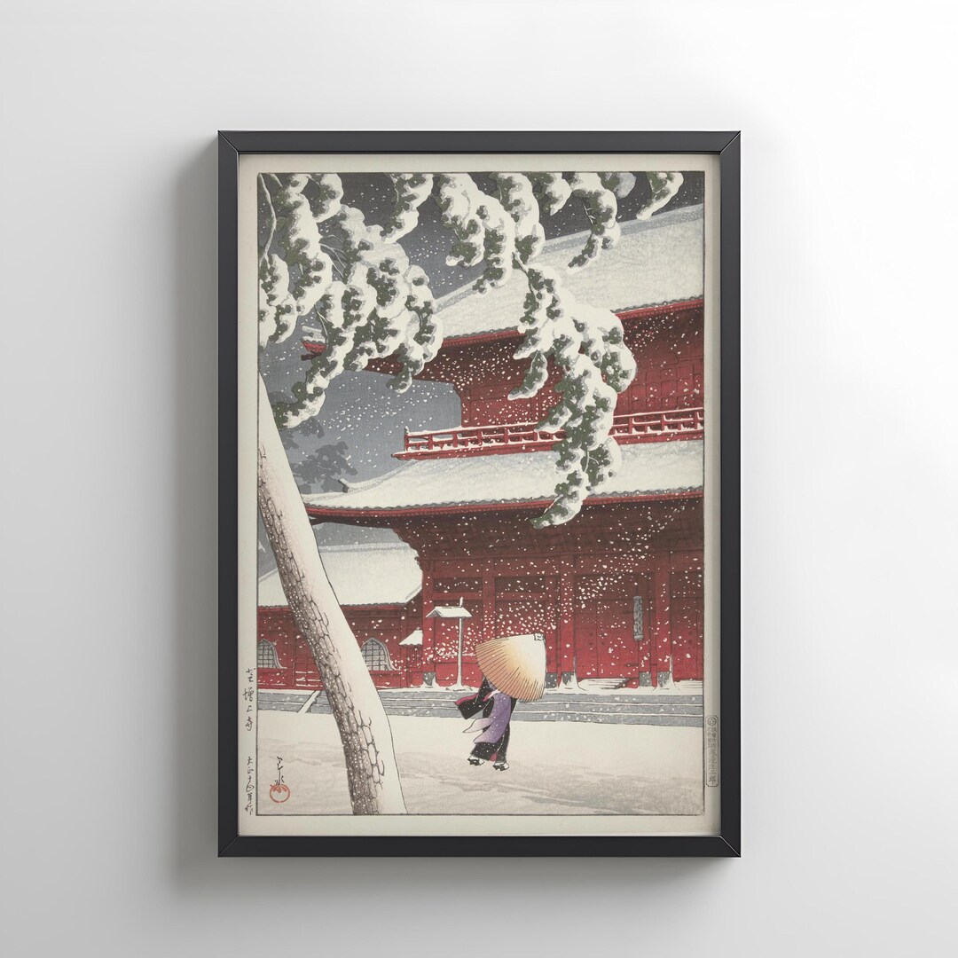 Kawase Hasui Snow Temple Print – Vintage Japanese Winter Landscape Wall ...