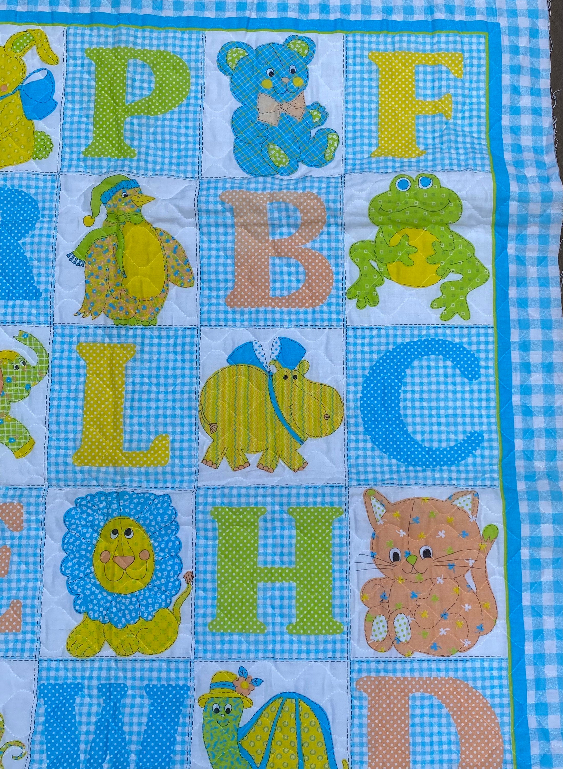 Vtg Baby Quilt Alphabet Panel Blanket Unfinished New Abcs - Etsy