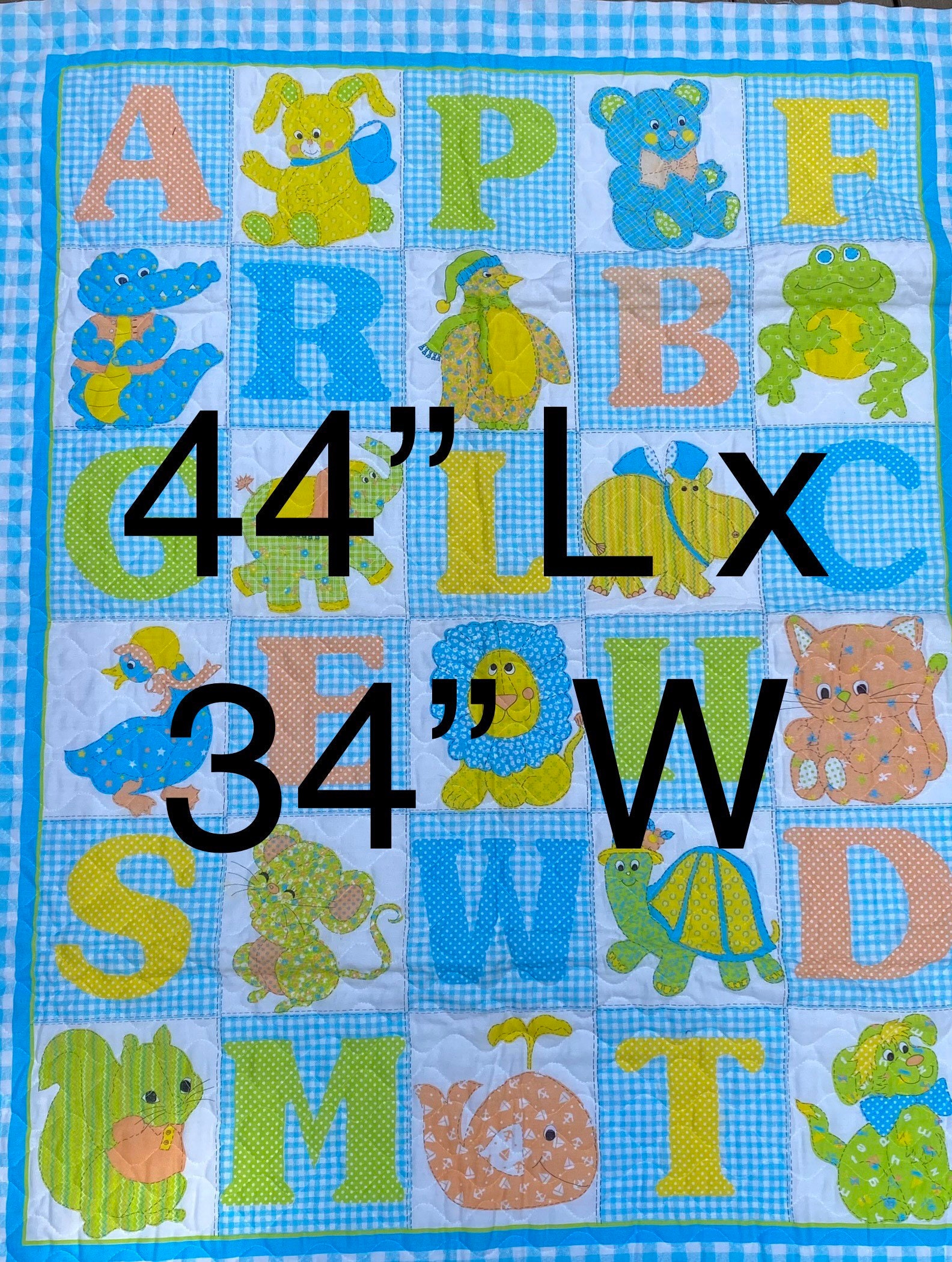 Vtg Baby Quilt Alphabet Panel Blanket Unfinished New Abcs - Etsy