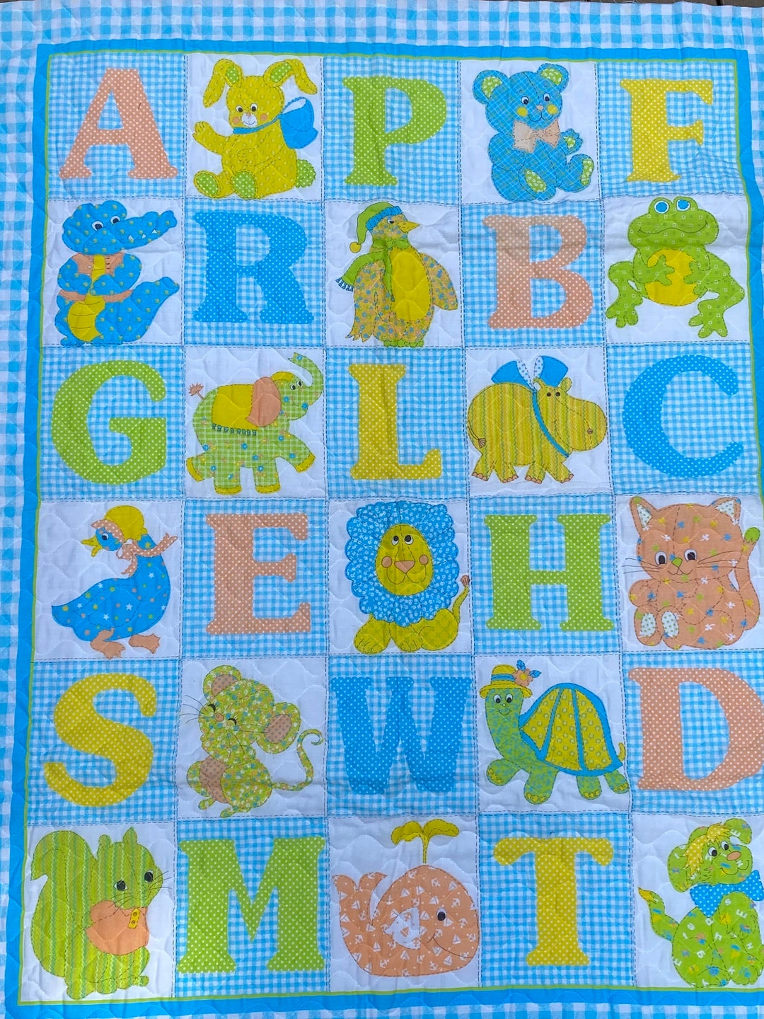 Vtg Baby Quilt Alphabet Panel Blanket Unfinished New Abcs - Etsy