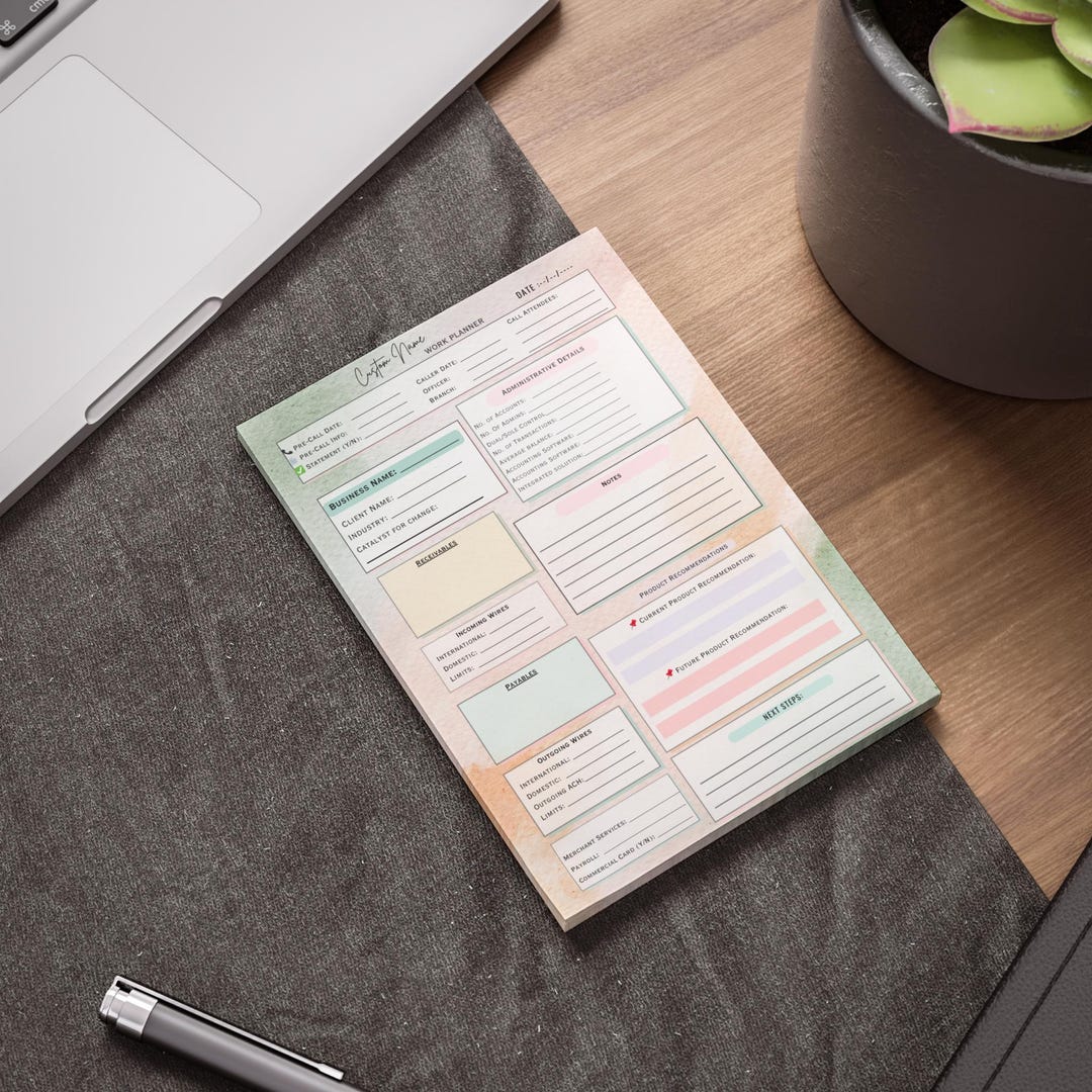 Personalized Work Planner Post-it® Note Pads, Custom Name Sticky Notes ...