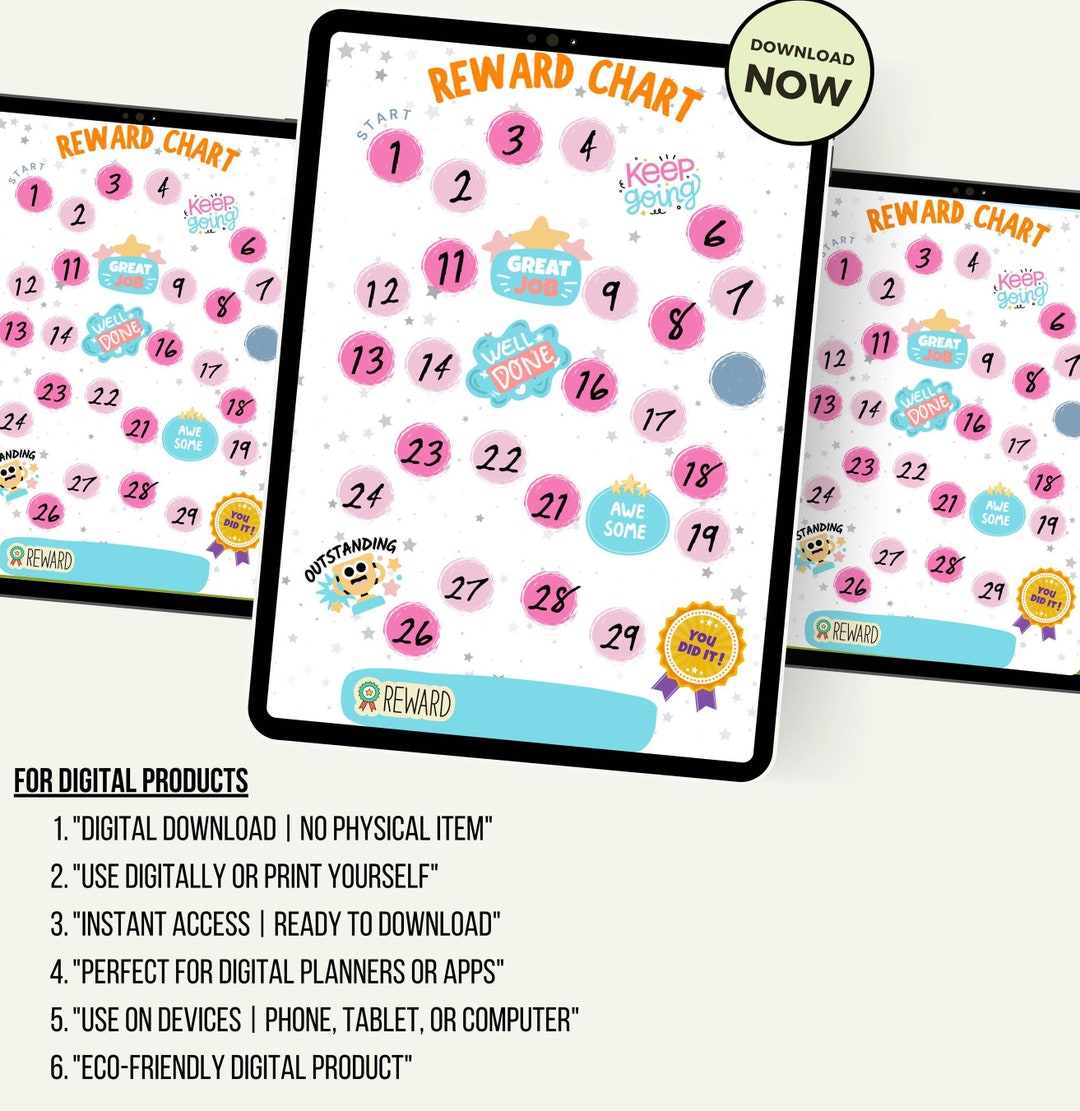 Colorful Kids Reward Chart - Motivate Good Behavior With Fun Rewards ...