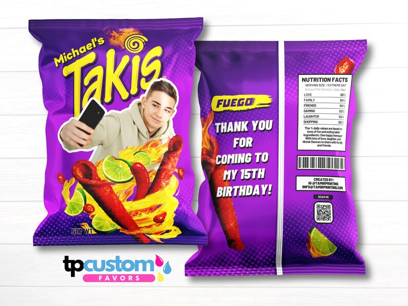 Custom Chip Bags, Takis, Chip Bag Favors, Personalized Chip Bag, Spicy ...