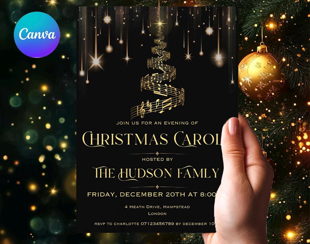 Editable Christmas Invite, Christmas Carols Invitation, Christmas Party ...