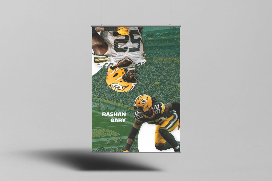 Green Bay Packers Edge Rusher Rashan Gary Football Posters, Sports ...