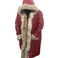Men’s Red Christmas Leather Jacket, Santa Claus Inspired Shearling Coat ...