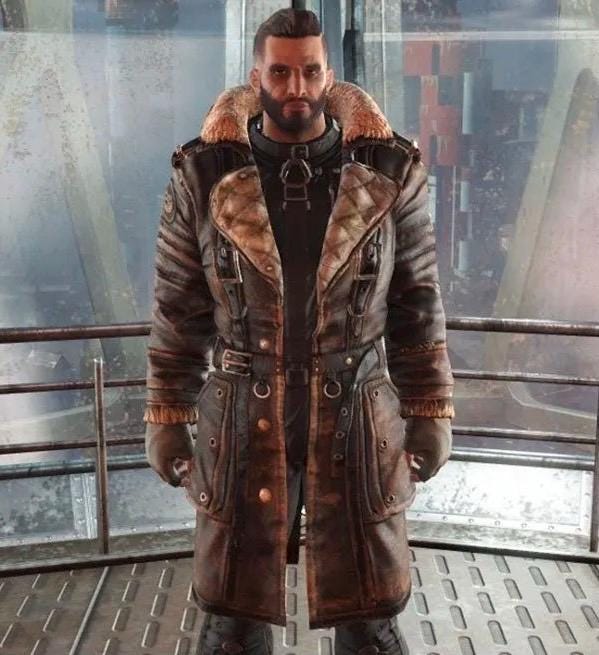 Battle Fallout Leather Gaming Jacket Mens Halloween Trench Coat ...