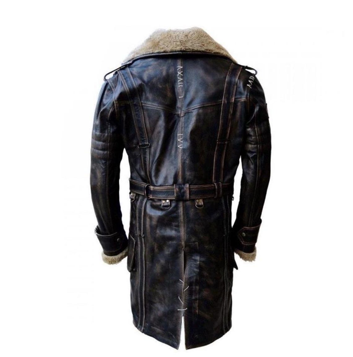 Battle Fallout Leather Gaming Jacket Mens Halloween Trench Coat ...